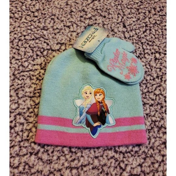Disney | Accessories | Frozenelsa Anna Disney Winter Hat Mittens Set ...